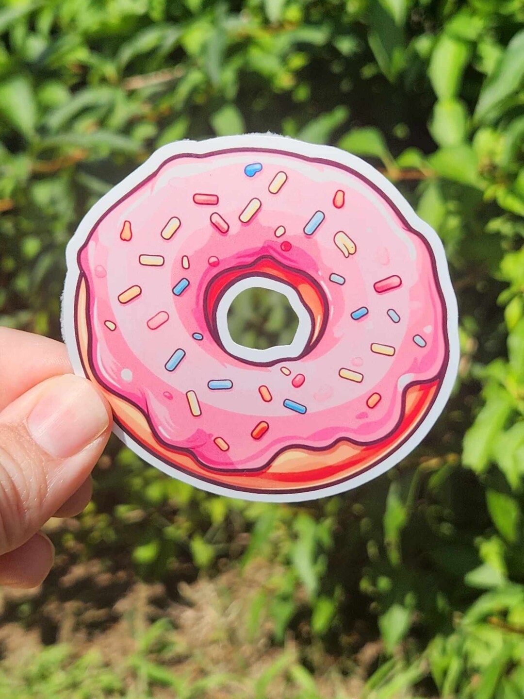 Pink Sprinkle Donut Sticker | 3" Sticker | Vinyl Decal | Water Bottle ...