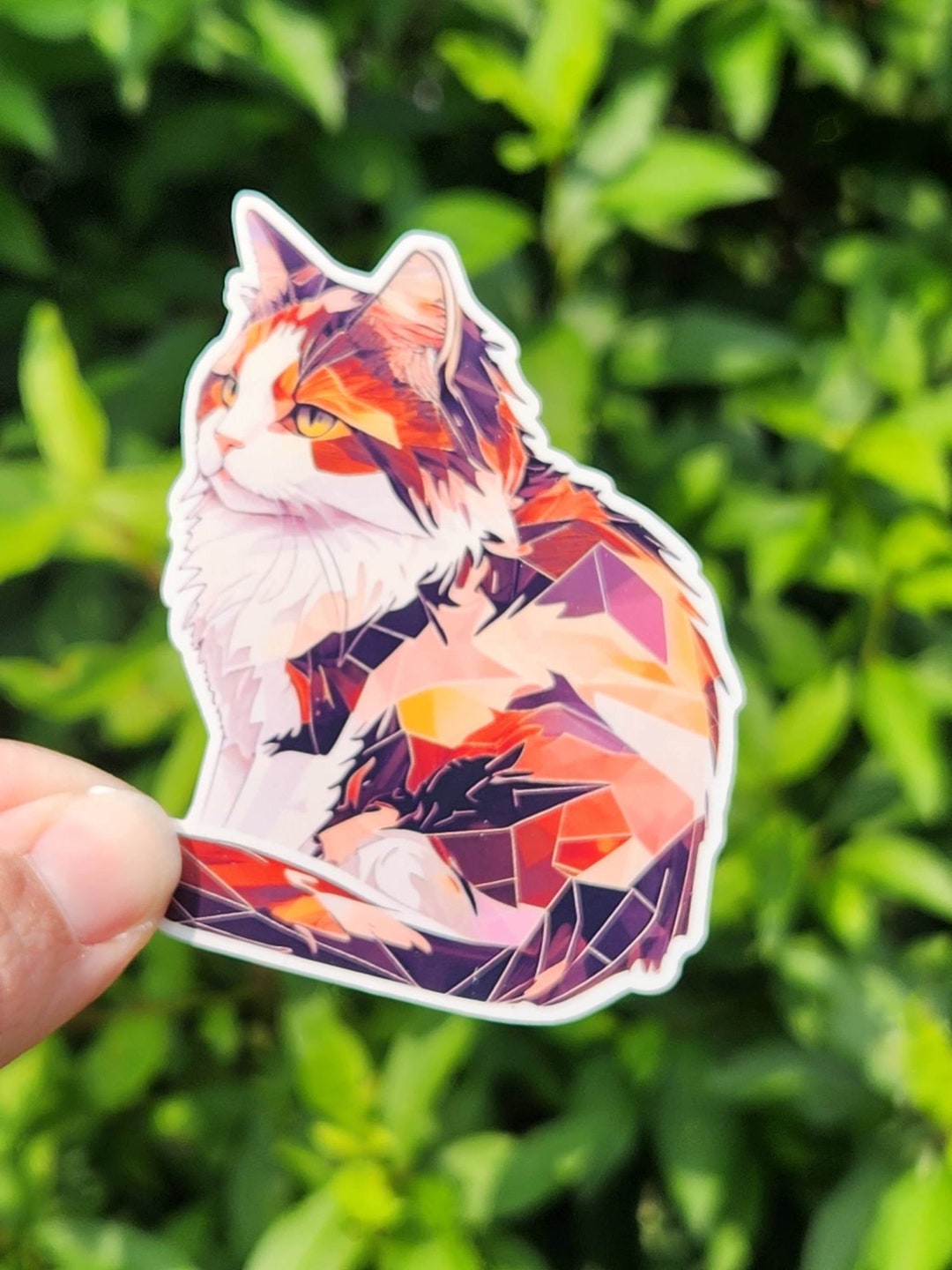 Geometric Calico Cat Sticker 3 Sticker Vinyl Decal Water Bottle Sticker ...