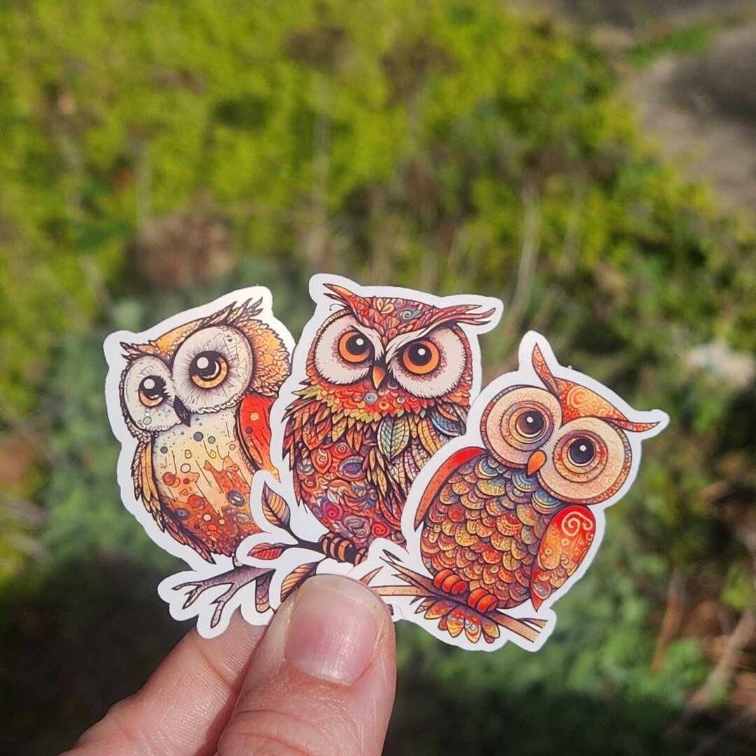 Set of 3 Owl Stickers | 2 Inch Stickers | Vinyl Decals | Laptop Sticker ...