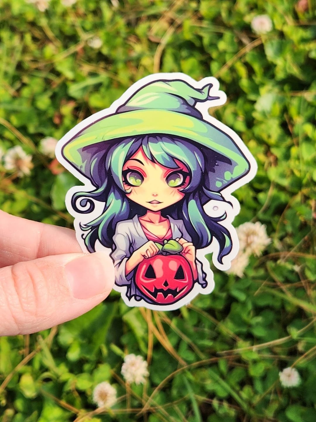 Green Haired Witch Sticker 3 Sticker Vinyl Decal Water Bottle Sticker ...