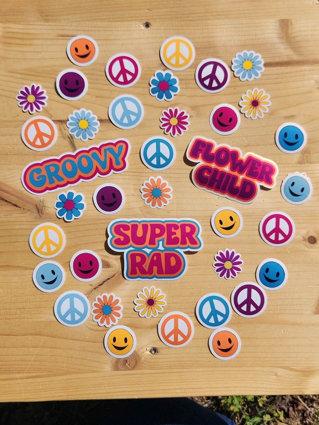 Groovy Retro Flower Child Sticker Set | Smiley Faces | 3" Stickers | 1 ...
