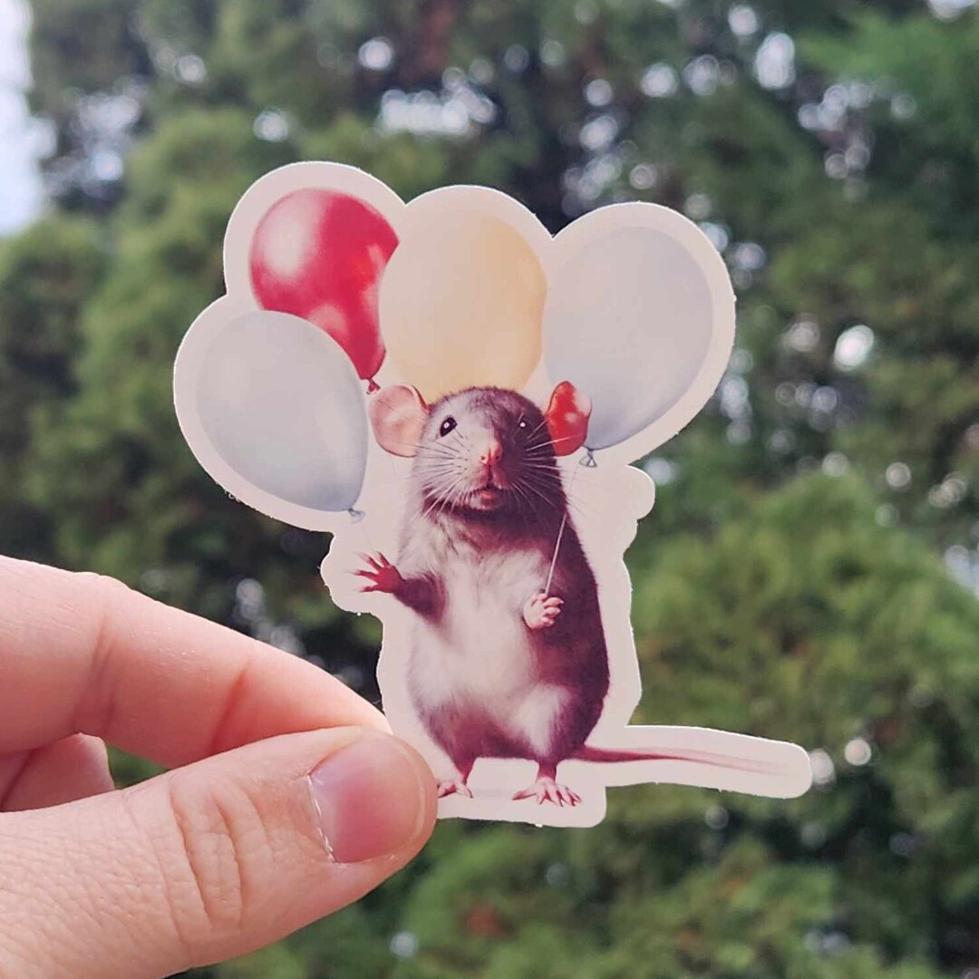 Balloon Party Rat Sticker | 3" Sticker | Vinyl Decal | Laptop Sticker ...