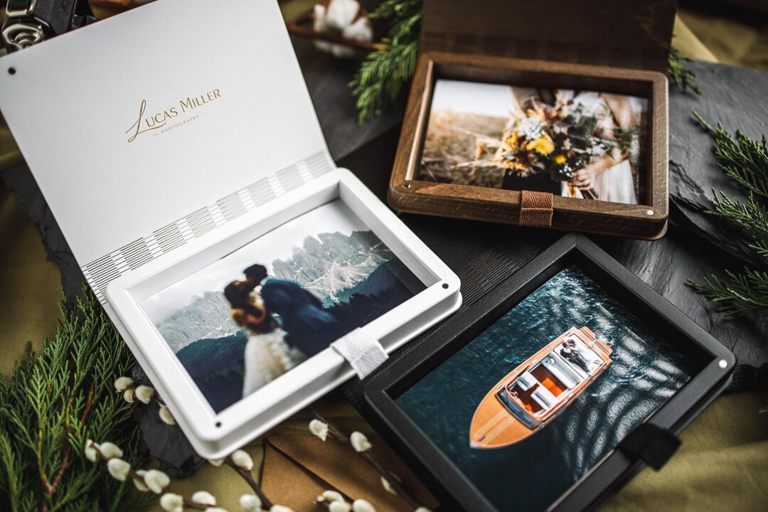 Personalized Wooden Photo Box, Custom Engraved Wedding Print Storage ...