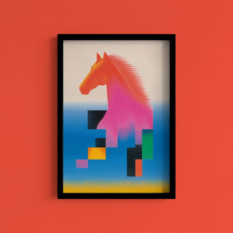 Colorful Horse Art Print | Abstract Animal Poster | Digital Download ...