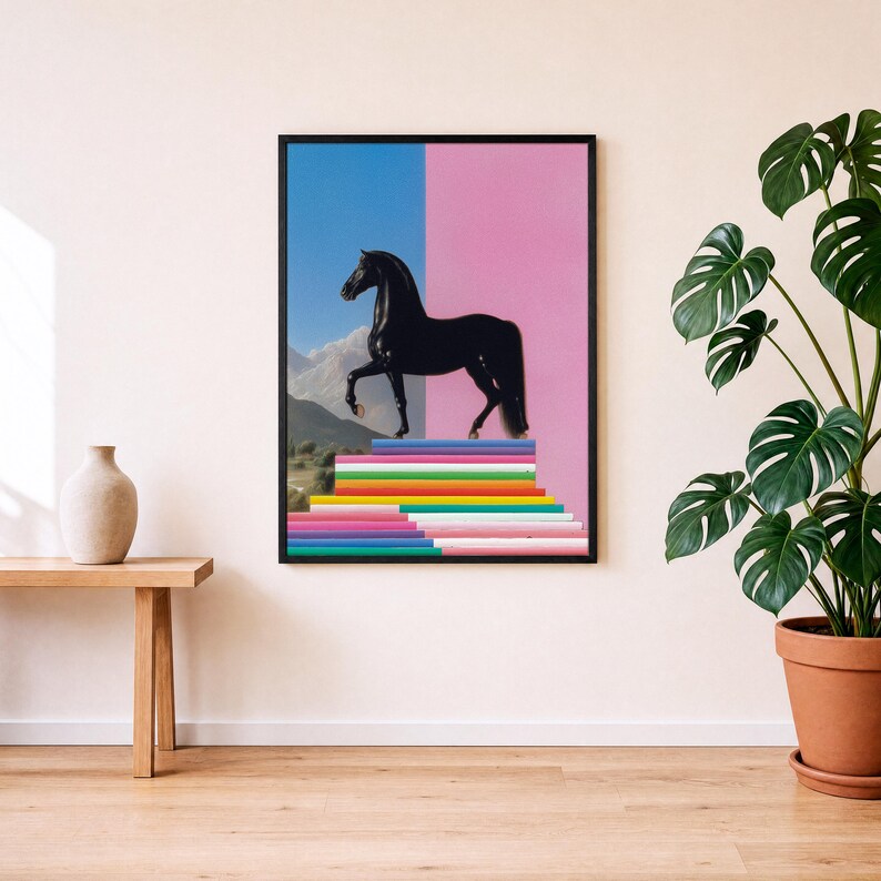 Abstract Black Horse Art Print | Colorful Animal Poster | Modern ...