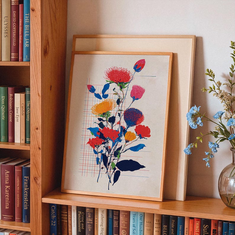 Colorful Floral Art Print | Minimalist Botanical Poster | Digital ...