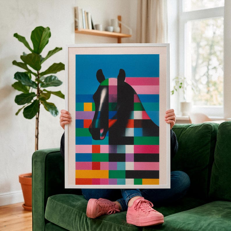 Colorful Horse Art Print | Abstract Geometric Digital Download Poster ...