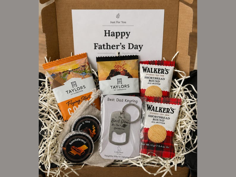 Father’s Day Gift Box, Coffee & Biscuit, Shower Steamers, Dad Keyring ...