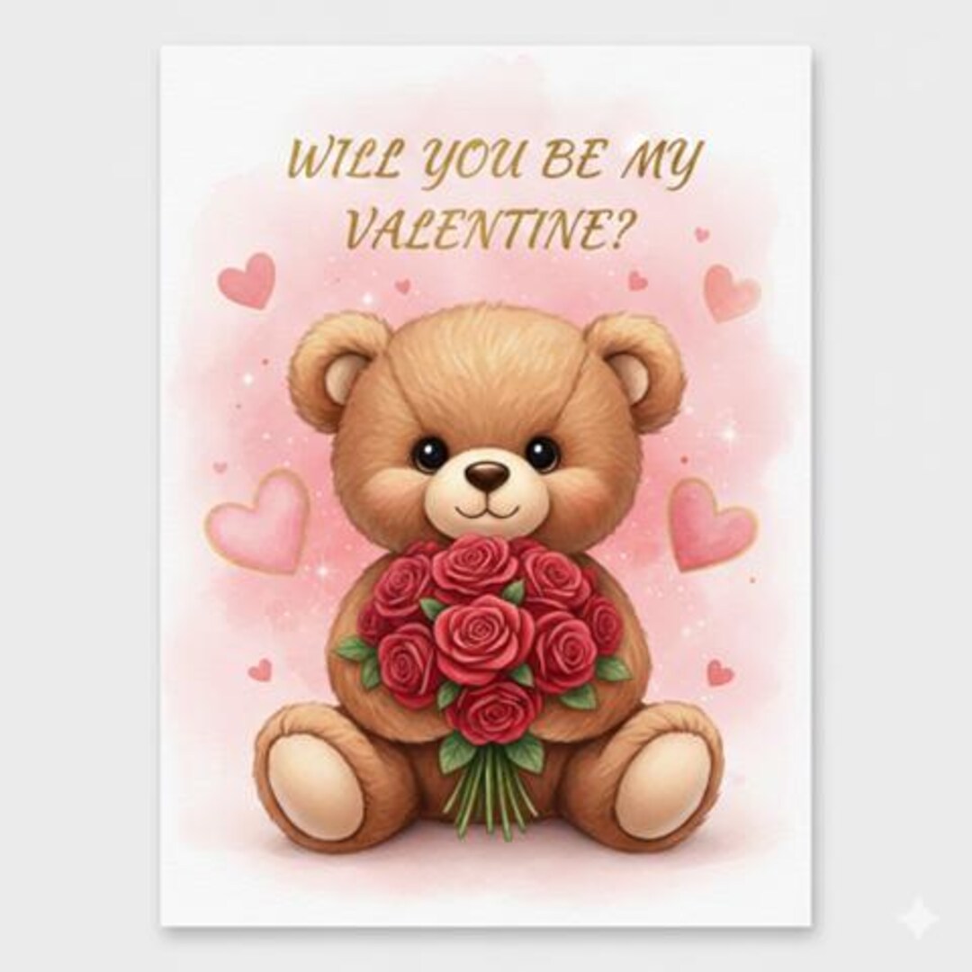 Teddy Bear Valentine E-card | Digital Download - Etsy UK
