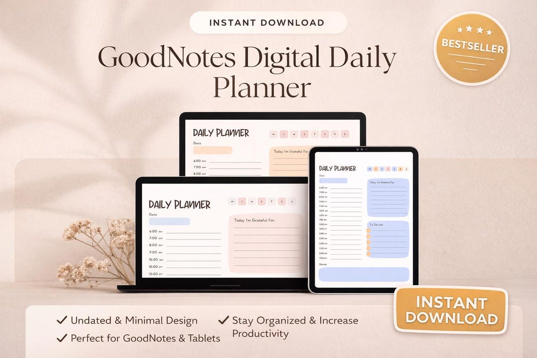 Goodnotes Daily Planner, Digital Planner Ipad, Undated Planner PDF, to ...
