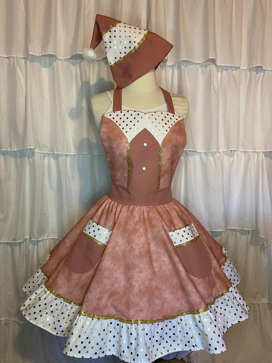 S/M- Rose/gold Elf (metallic Accents) Costume Apron "dress" + Hat - Etsy