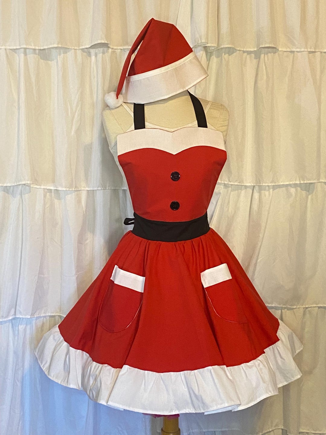 L/XL- Santa Costume Apron "dress" + Hat - Etsy