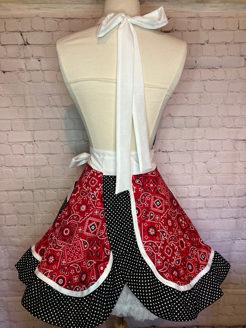 Adult Diner Bandana Red Traditional Style Apron + Free Gift W/purchase ...