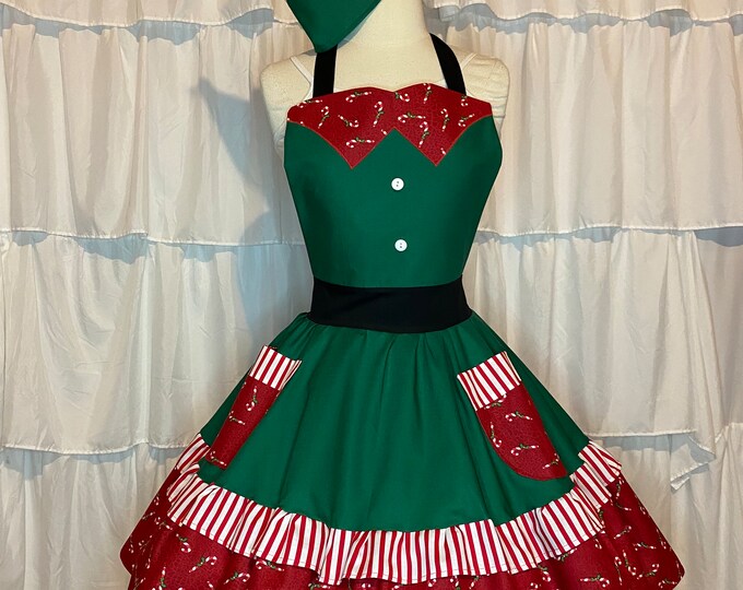 S/M- Candy Cane Costume Apron "dress" + Hat - Etsy
