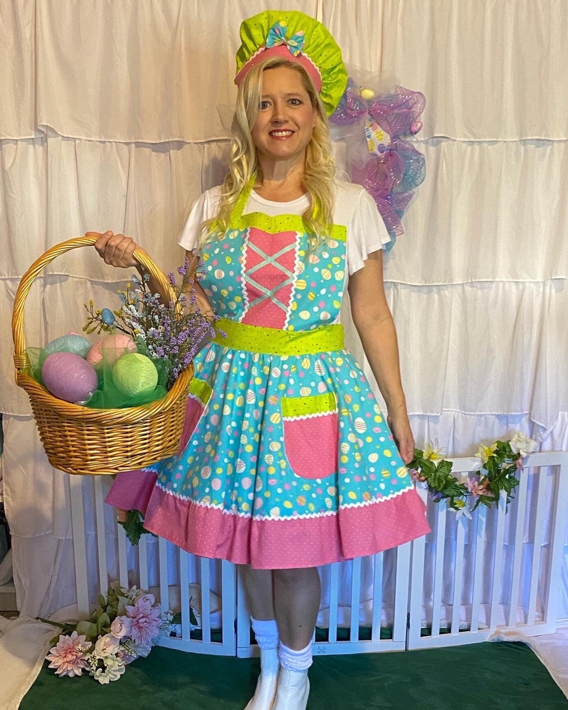L/XL- Easter Costume Apron "dress" + Hat - Etsy