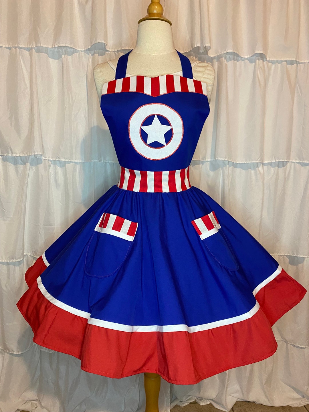 S/M NEW Captain America Apron Dress Costume - Etsy
