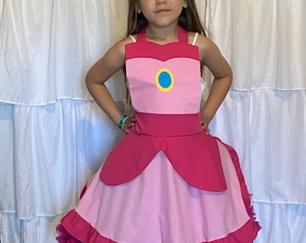 L/XL Princess Peach Costume Apron Dress - Etsy