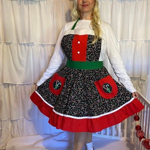 L/XL- Candy Cane Costume Apron "dress" + Hat - Etsy
