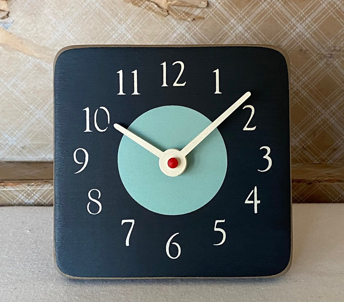 Smoky Black and Warm White w/ grey clock hands and a red center accent ...