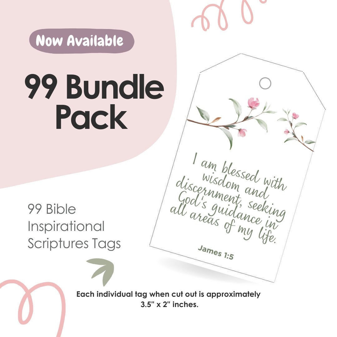 Inspirational Bible Verse Tags Bundle | Printables | Encouragement ...