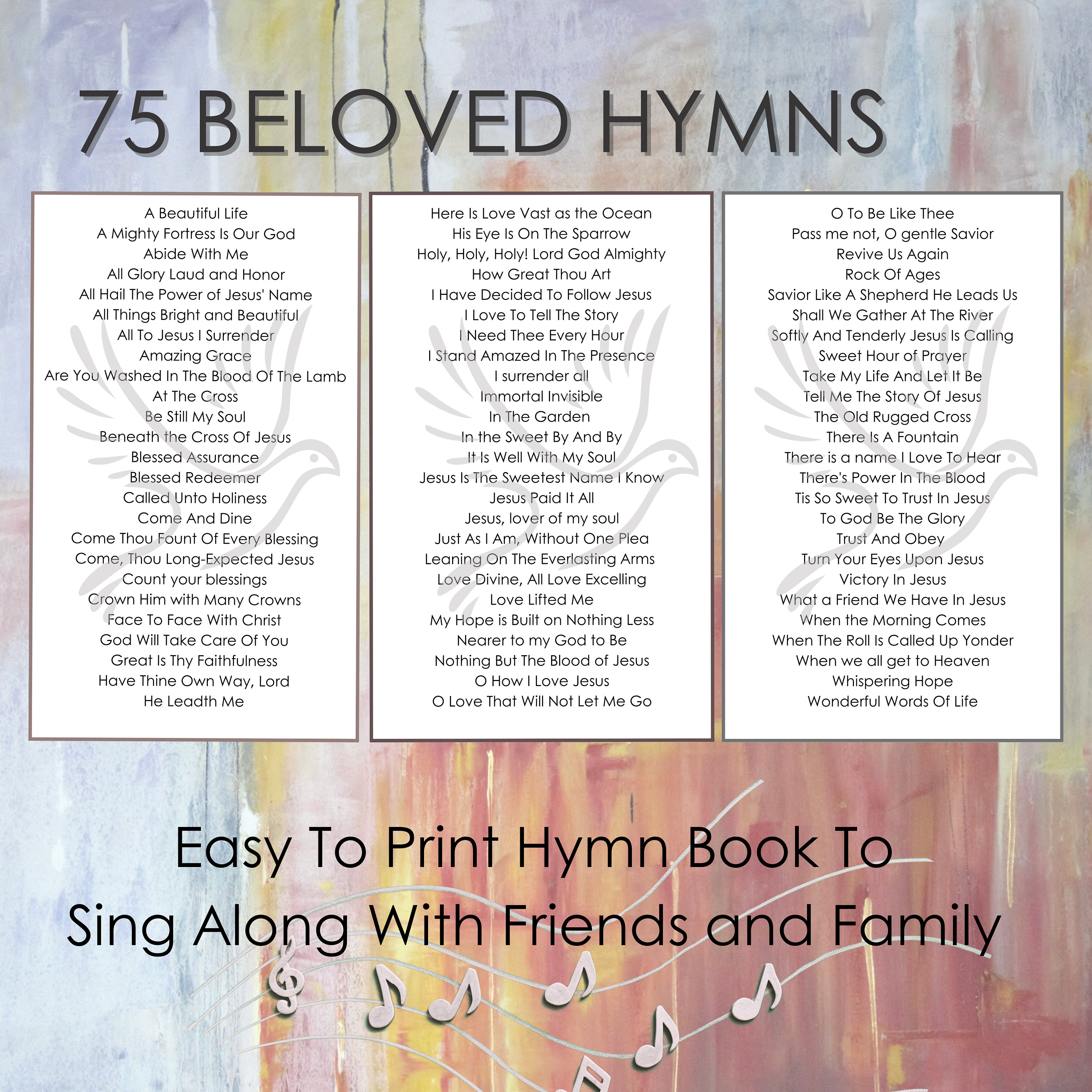 Beloved Hymns Printable Bundle 75 Vintage Spiritual Songs Collection ...