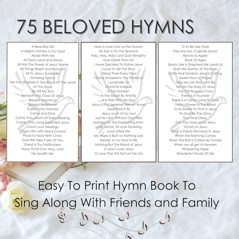 Vintage Hymn Collection 75 Printable Old Hymns Spiritual Songs Bundle ...