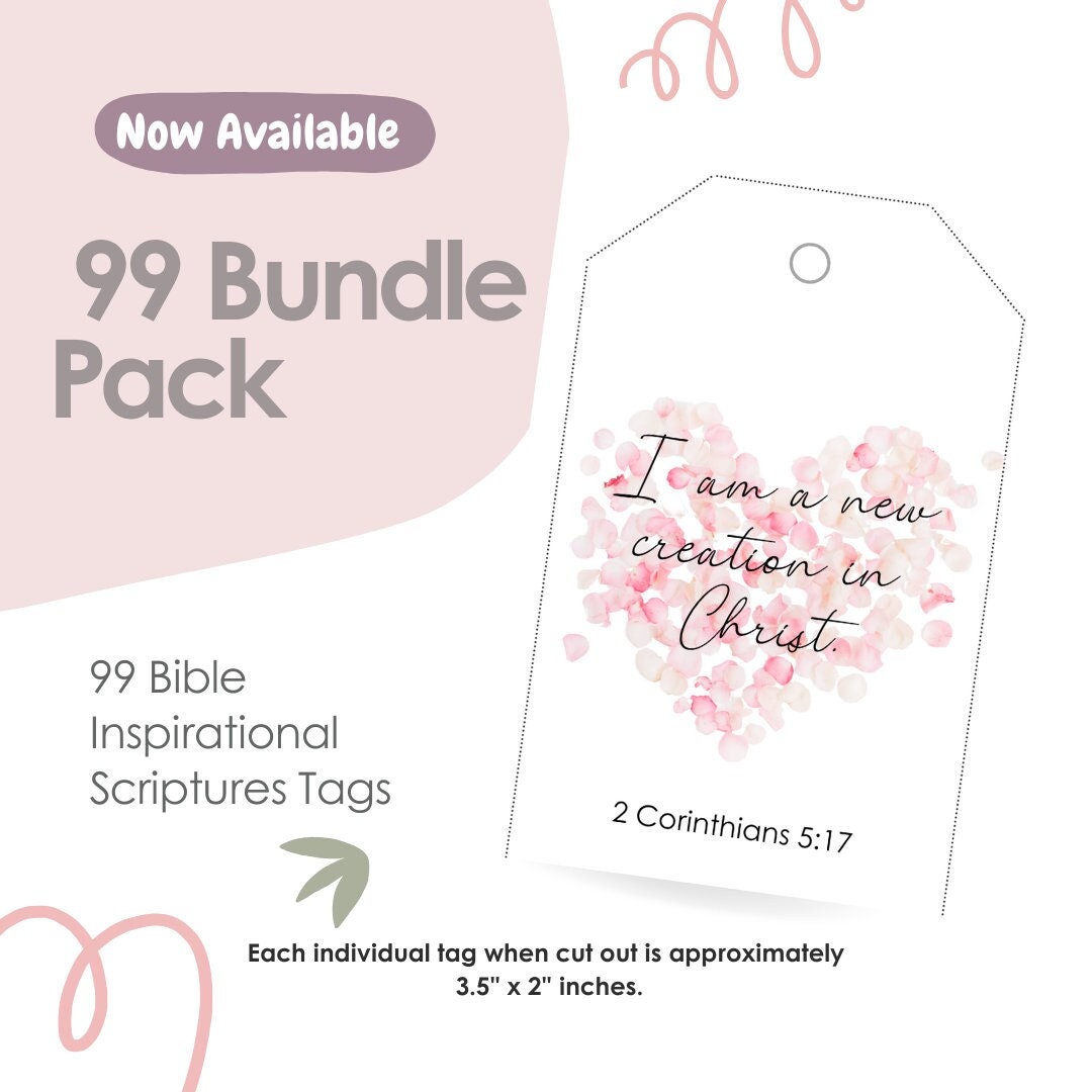 Inspirational Bible Verse Tags Bundle Printables Encouragement ...