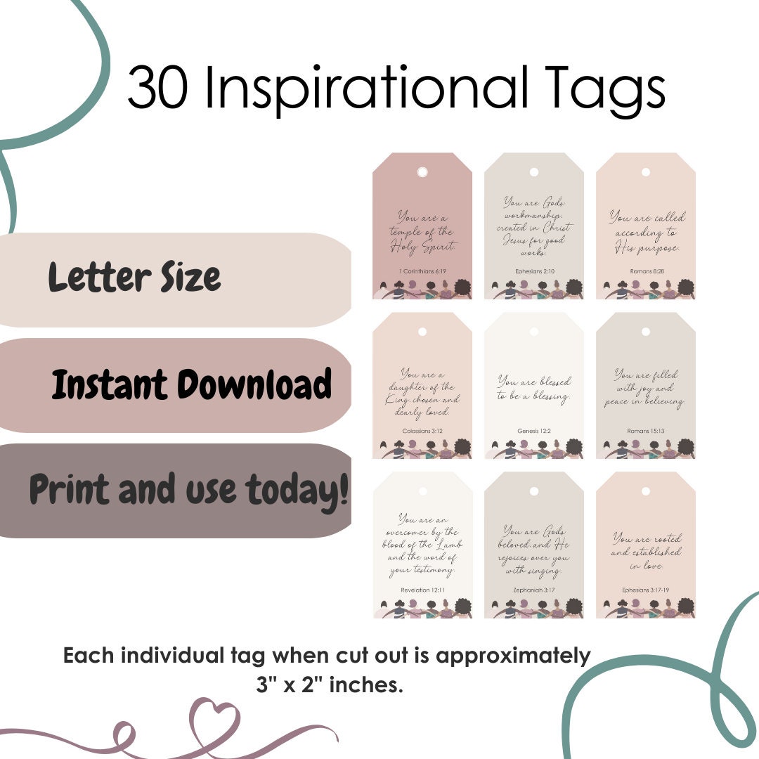 Inspirational Bible Verse Tags Bundle | Printables | Encouragement ...