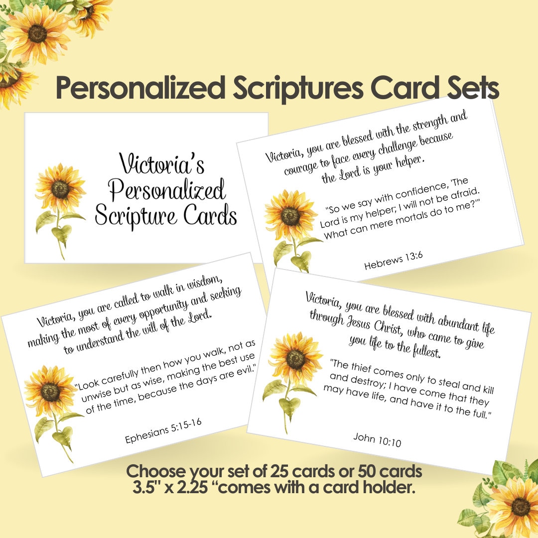Sunflower Personalized Scripture Cards: Christian Gift Set - Etsy
