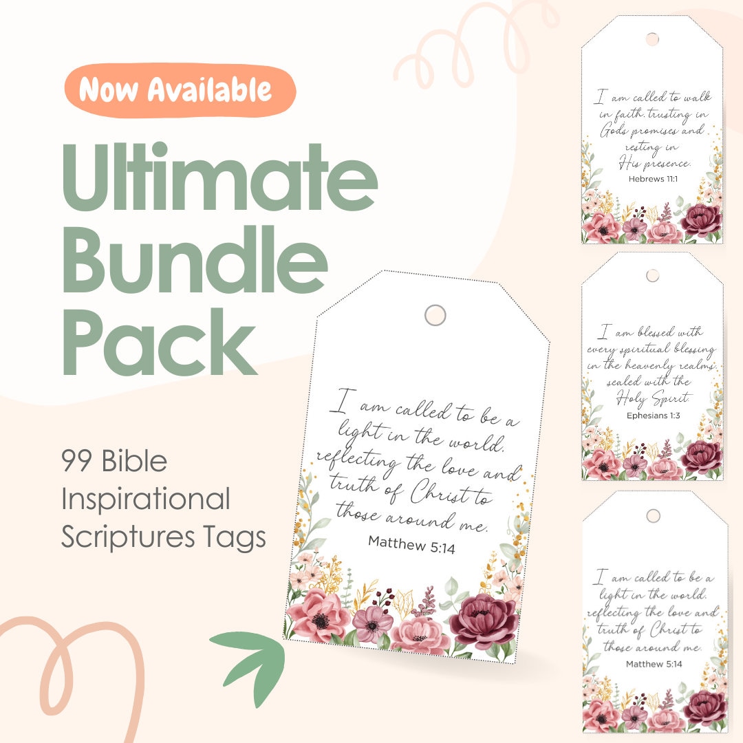Inspirational Bible Verse Tags Bundle | Printables | Encouragement ...