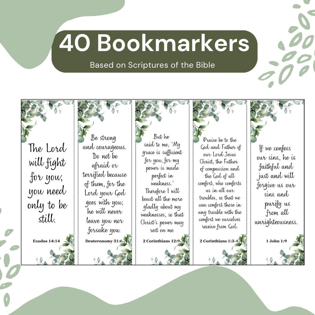 Christian Scripture Bookmarkers: Design With 40 Inspirational Quotes ...