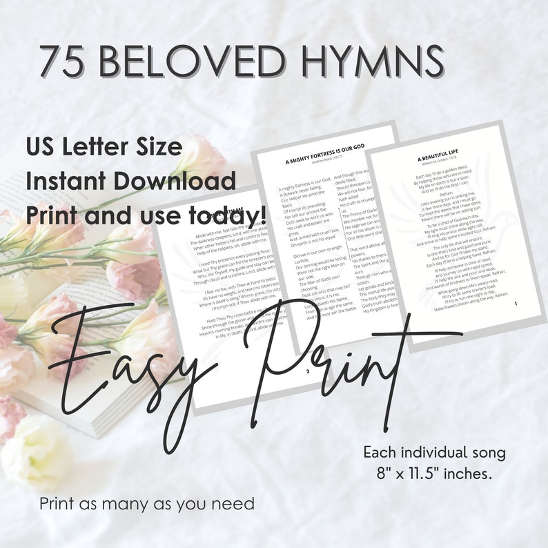 Vintage Hymn Collection 75 Printable Old Hymns Spiritual Songs Bundle ...