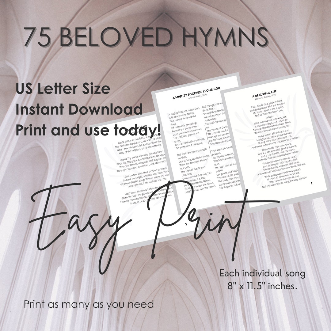 Beloved Hymns Printable Bundle - 75 Vintage Spiritual Songs Collection ...
