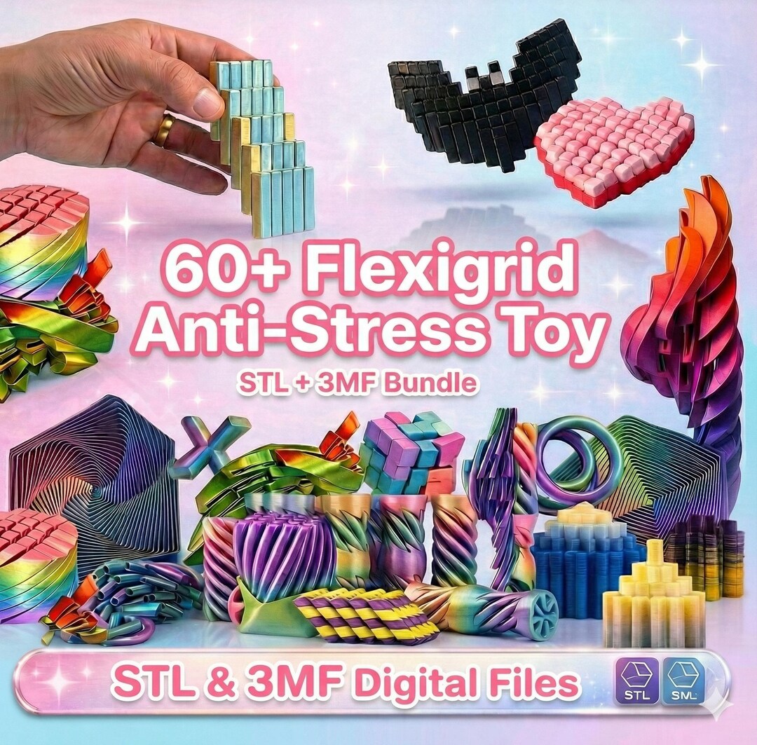 Flexigrid Fidget Toy 3D Print Files | 60+ STL & 3MF Bundle (digital ...
