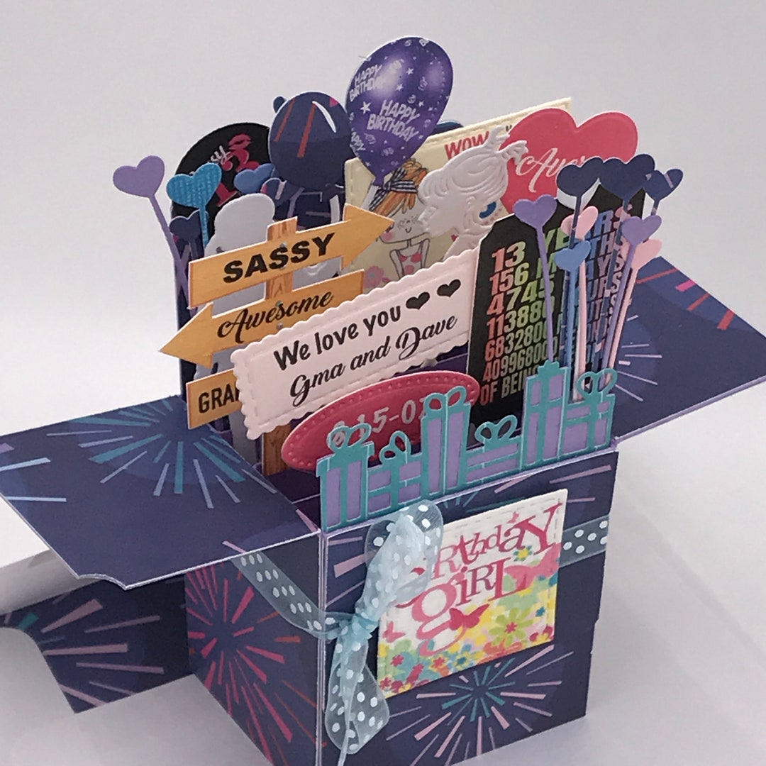 Custom Birthday Explosion Box Card Personalized Handmade - Etsy