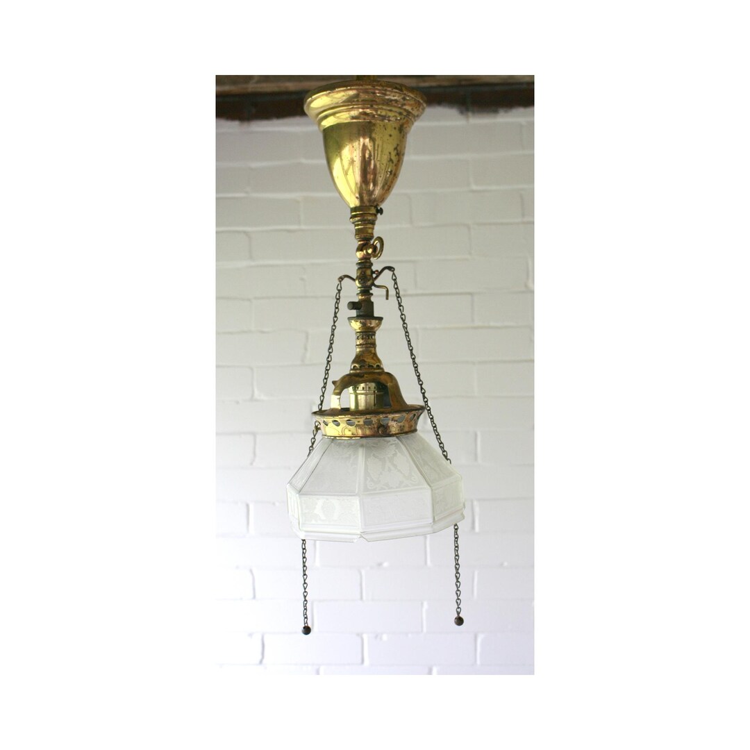Antique 1900s Electrified Reflex Gas Inverted Pendant Light ...