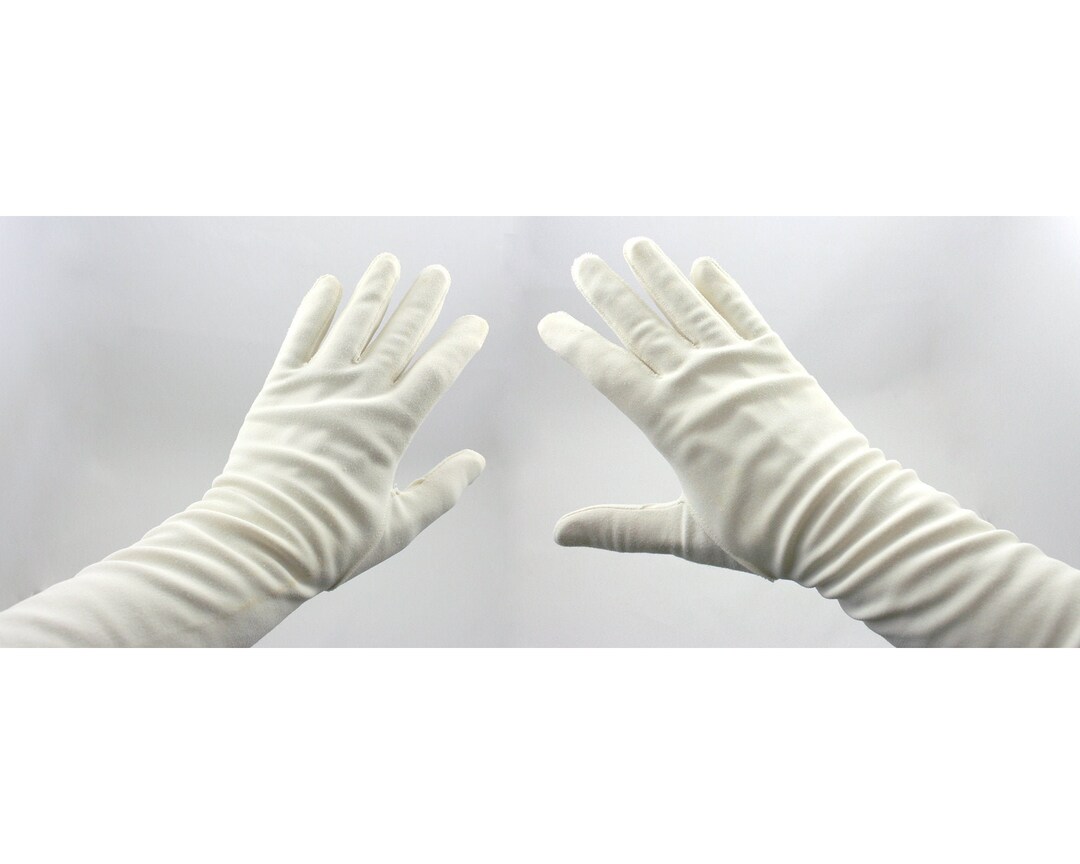 Vintage 1960s Long White Opera Gloves, Women's Elbow Length Gloves, Mid ...