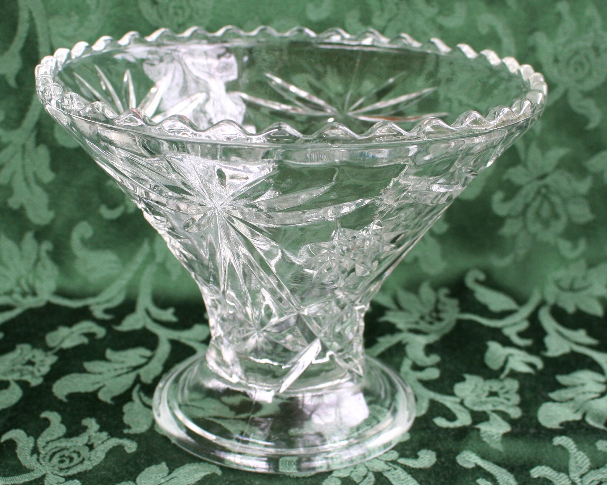 Vintage Anchor Hocking Punchbowl Party Set, Prescut Clear Star Fan Leaf ...