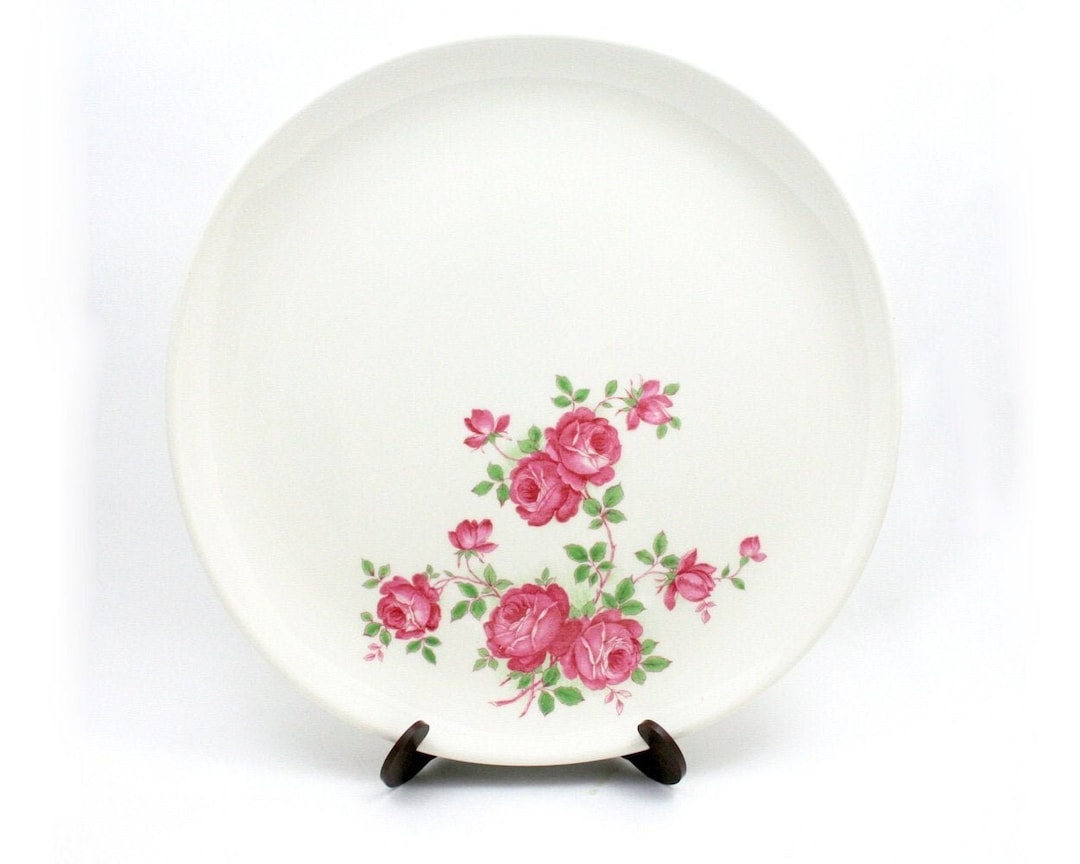 Vintage 1930s Crooksville USA 9" Pink Roses China Plate, Floral ...