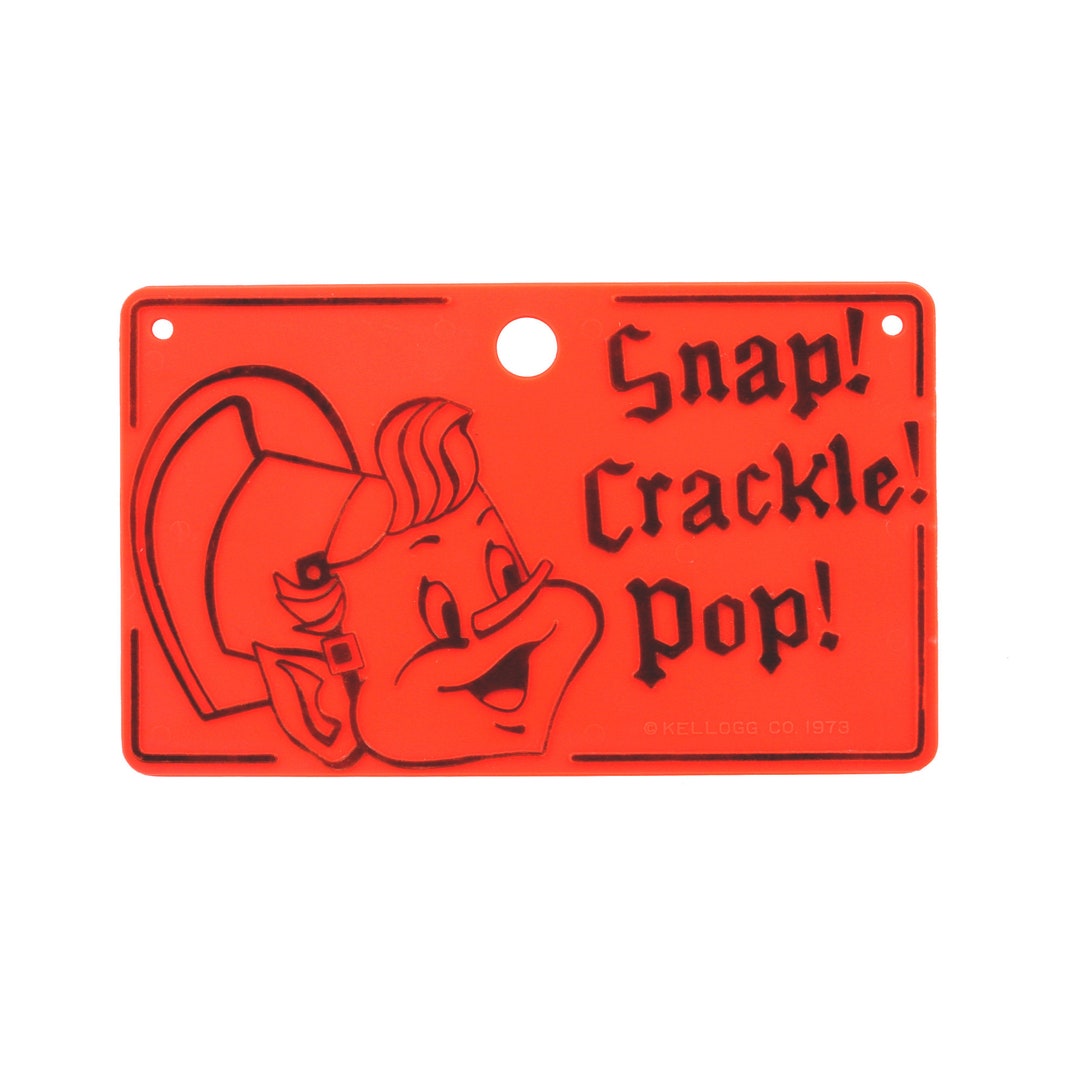 Vintage 1970s Rice Krispies Bike License Plate, Kelloggs Snap Crackle ...