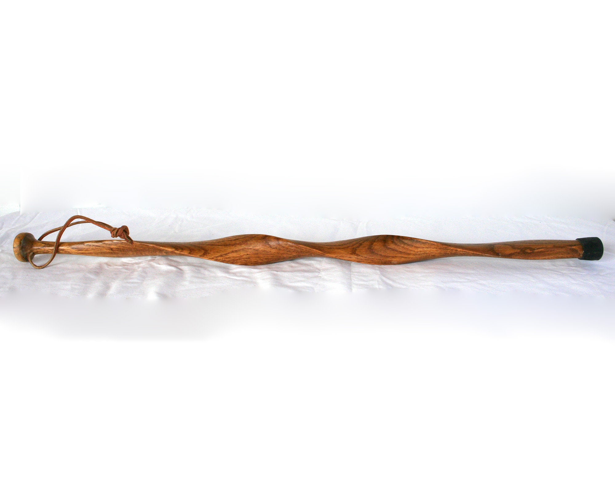 Vintage Amish Twist Wood Walking Stick, Turned Oak Tapered 34 Cane ...