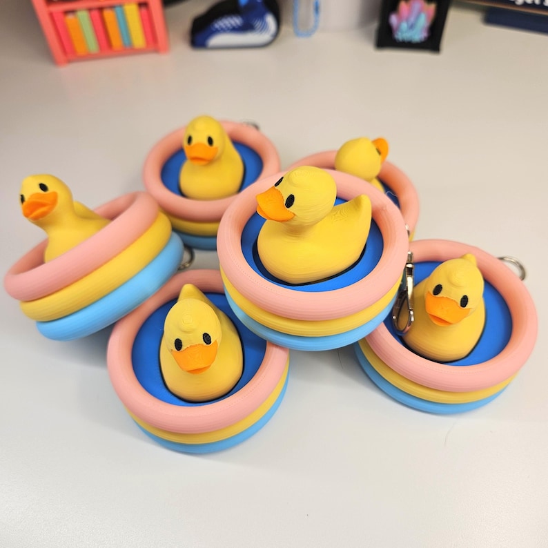 3D Printed Pool Duck Fidget Keychain | Clicker Bag Charm, Summer Toy - Etsy