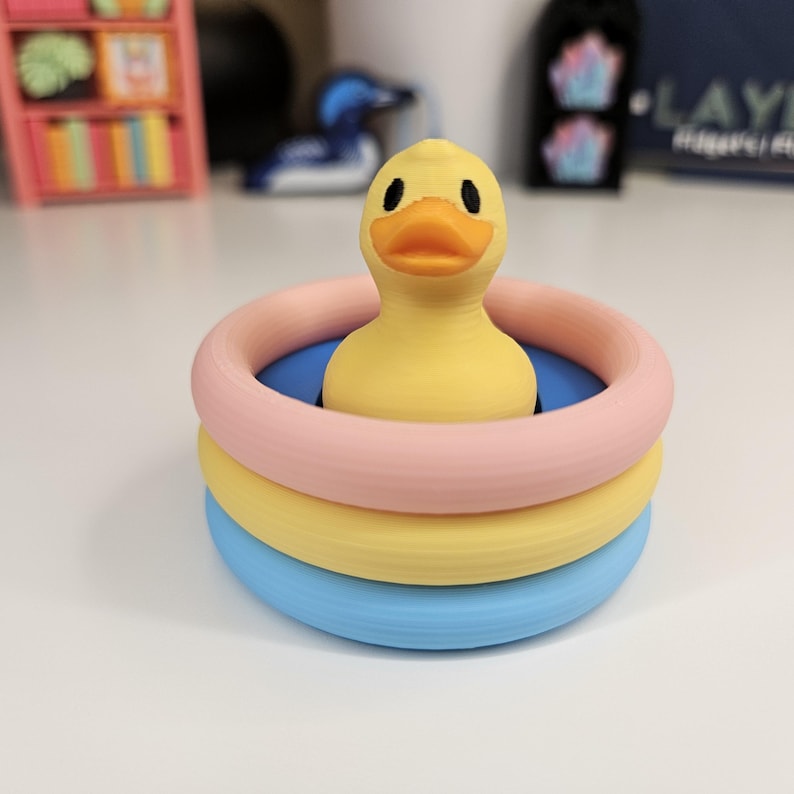 3D Printed Pool Duck Fidget Keychain | Clicker Bag Charm, Summer Toy - Etsy