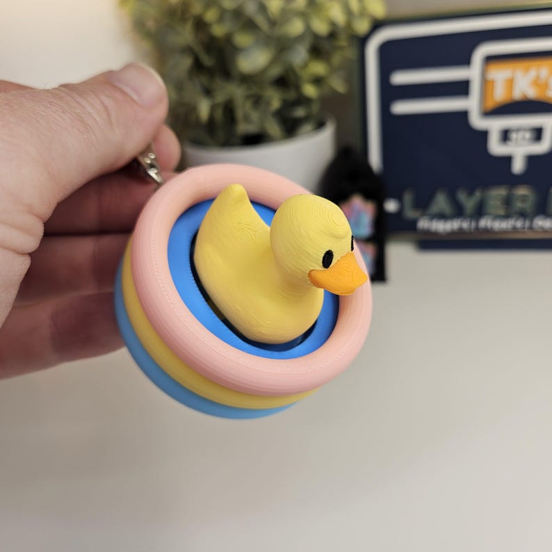 3D Printed Pool Duck Fidget Keychain | Clicker Bag Charm, Summer Toy - Etsy