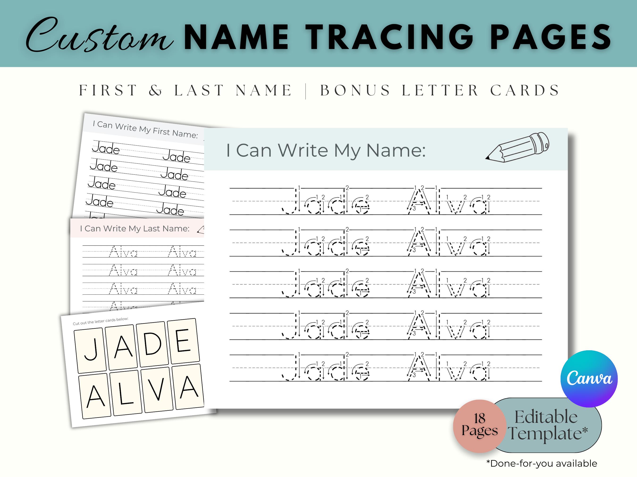 Custom Name Tracing Worksheet | Preschool Handwriting Practice Template ...