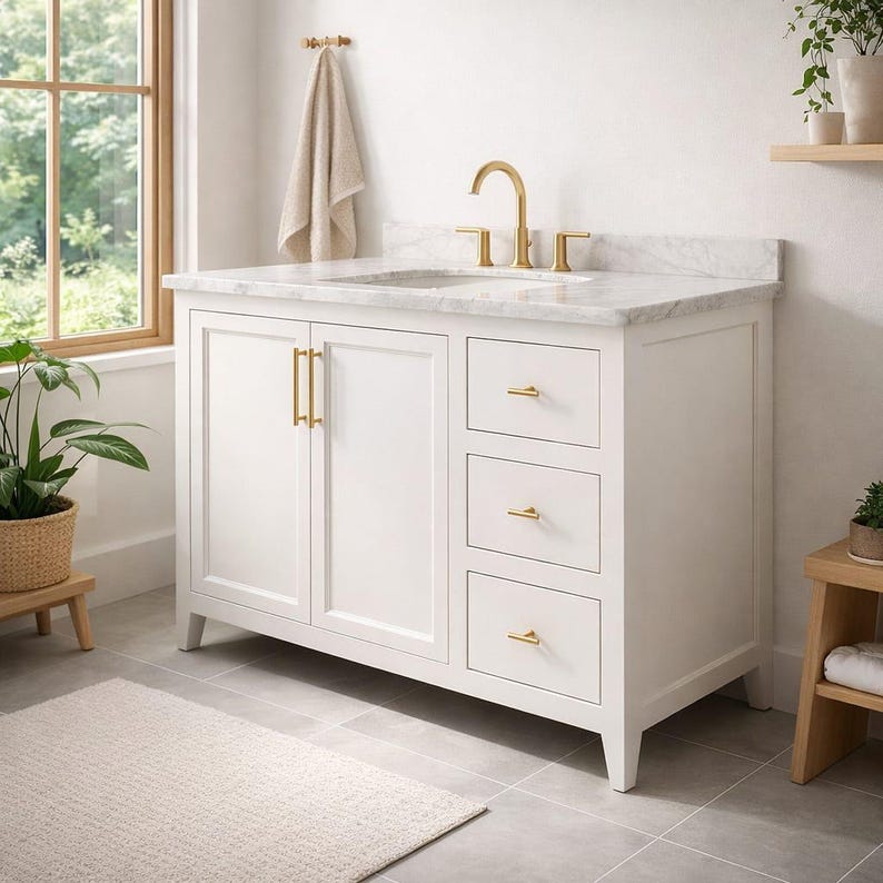 DIY Double-sink Bathroom Vanity Plan: Shaker Style Cabinet With Storage ...