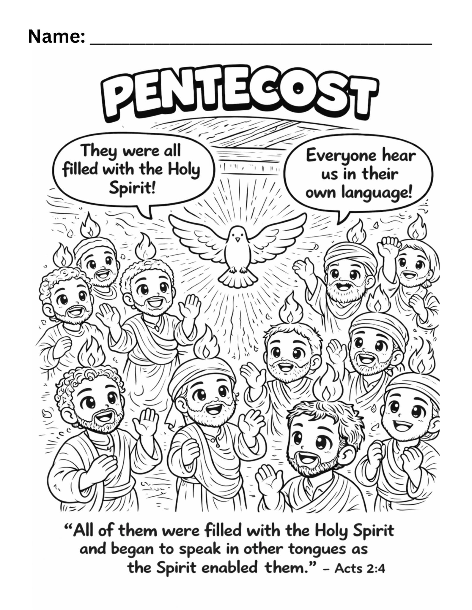 Pentecost Printable Bundle | Holy Spirit Bible Activities for Kids ...