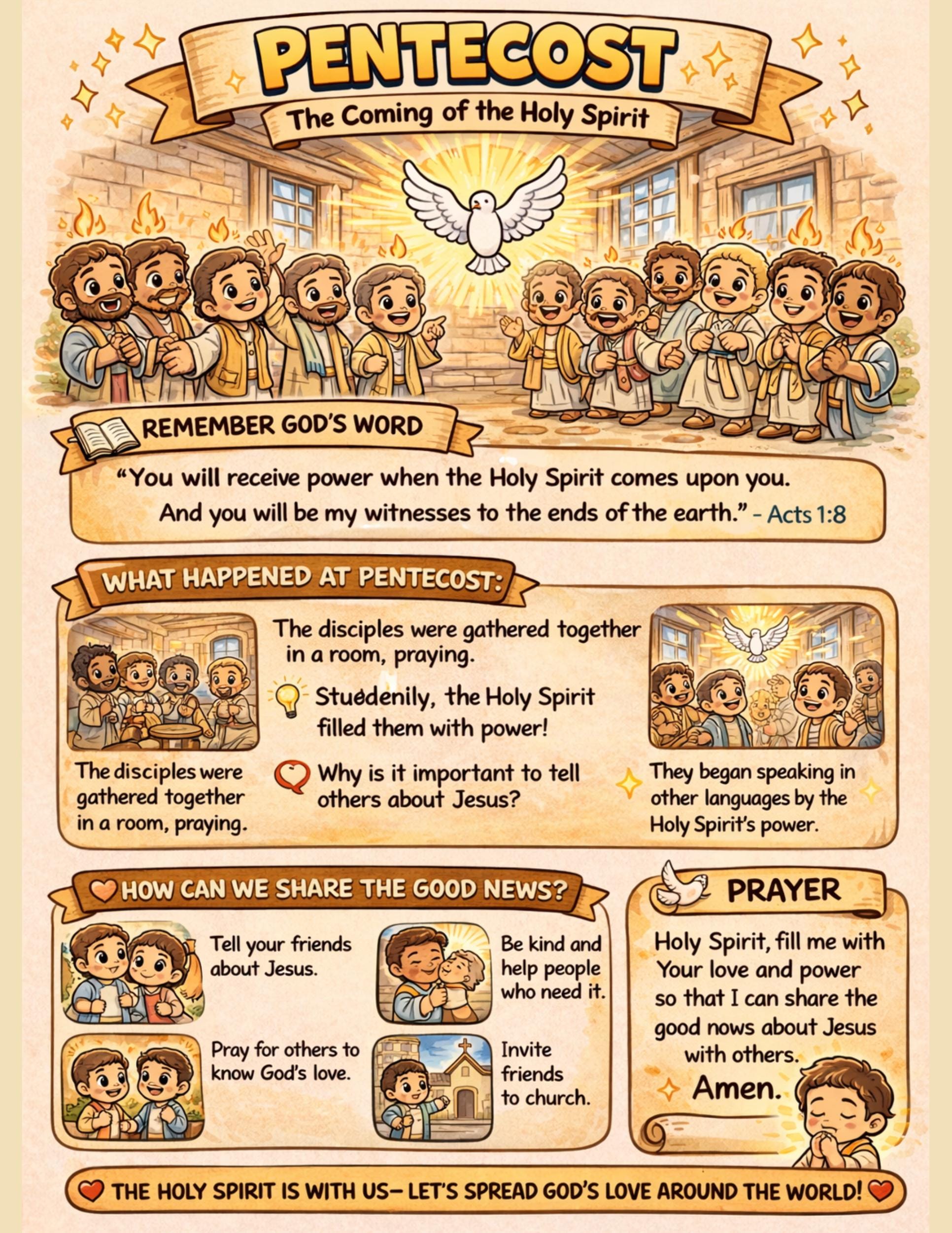 Pentecost Printable Bundle | Holy Spirit Bible Activities for Kids ...