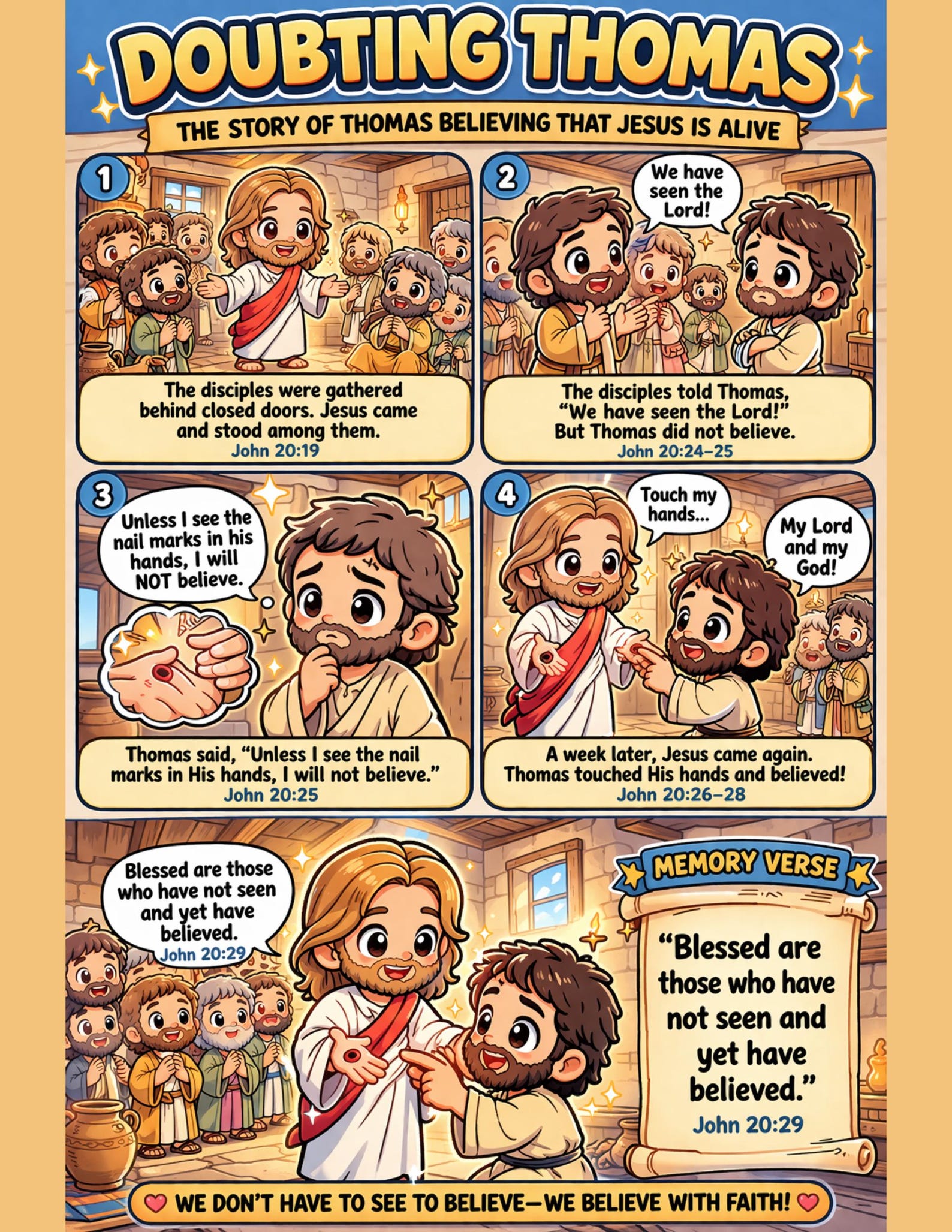 Doubting Thomas Bible Activity for Kids, Sunday School Lesson Printable ...