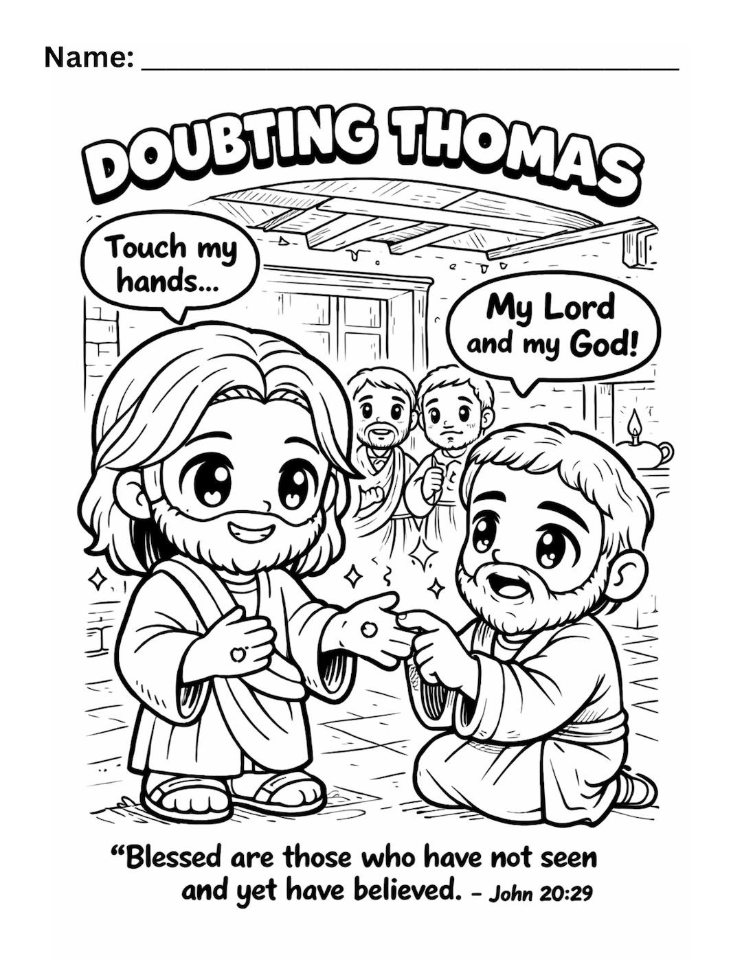 Doubting Thomas Bible Activity for Kids, Sunday School Lesson Printable ...